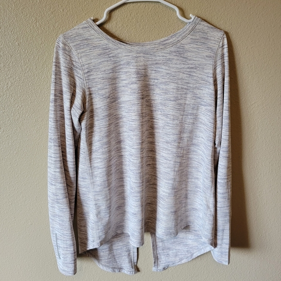 ZYIA | Tops | Zyia Active Split Back Long Sleeve Heathered White Grey ...